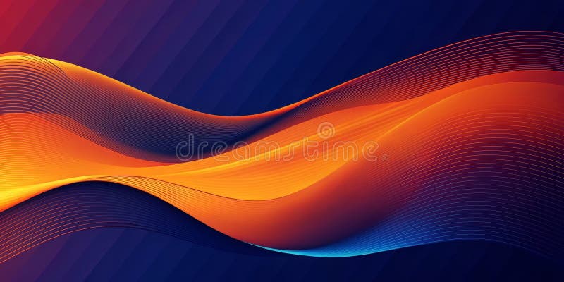 Abstract Orange and Blue Wave Lines Digital Art Background. Generative ...