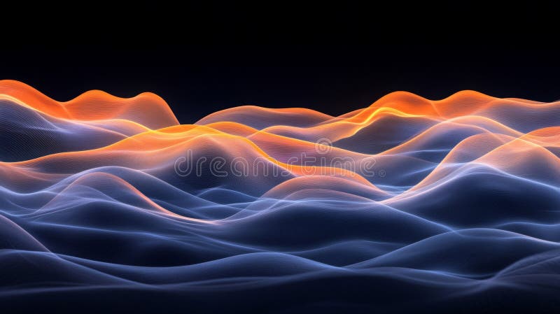 Abstract Orange and Blue Wave Pattern Landscape Stock Illustration ...