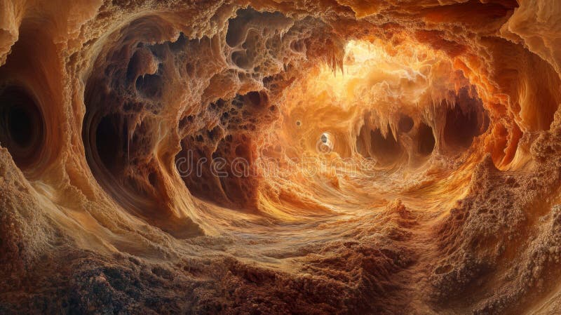 Abstract Orange and Brown Cave Texture Digital Art Stock Illustration ...