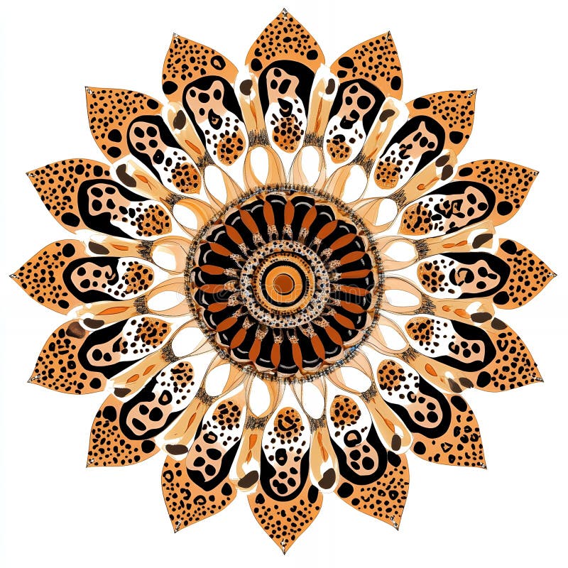 Abstract Orange and Brown Mandala Design Floral Pattern for Print ...
