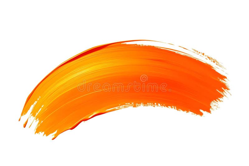 Abstract Orange Brush Stroke on White Background Vibrant Paint Texture ...