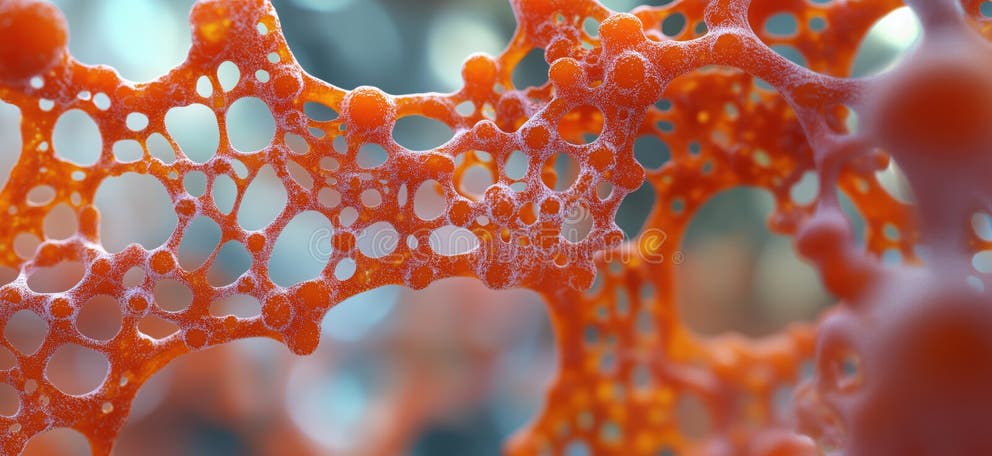 Abstract Orange Cellular Structure with Intricate Patterns and Textures ...