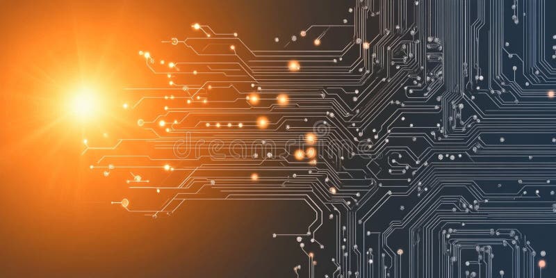 Abstract Orange Circuit Board Technology Background Digital Network ...