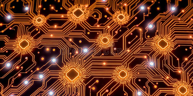 Abstract Orange Circuit Board Technology Digital Background Design Web ...