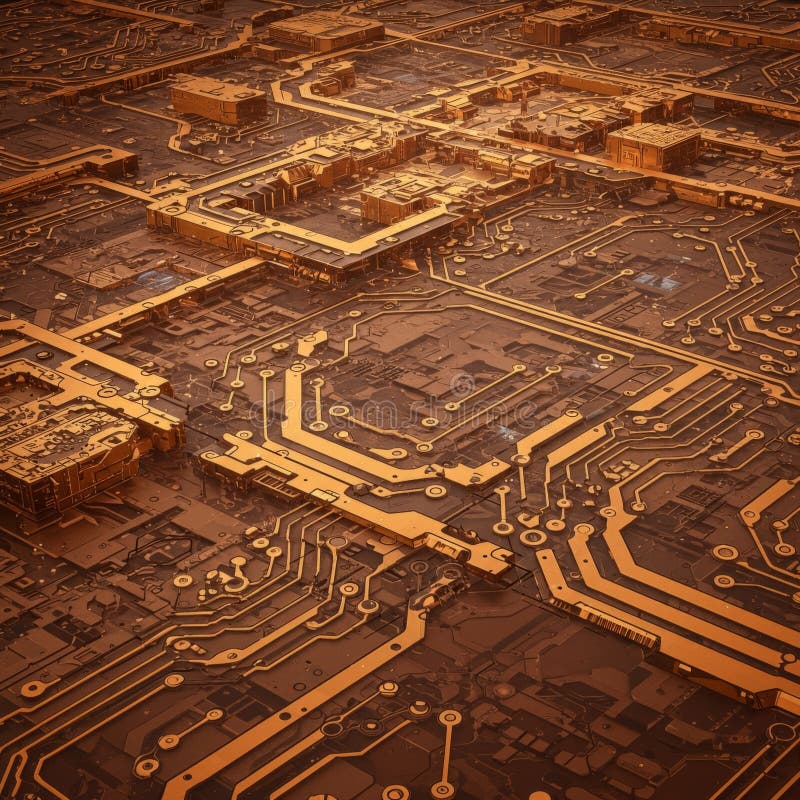 Abstract Orange Circuit Board Texture Stock Illustration - Illustration of background ...