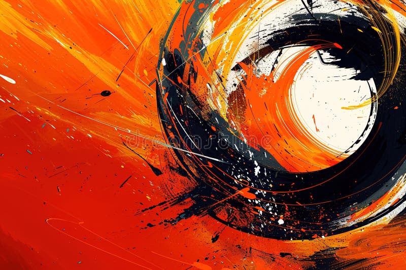 Abstract Orange Circular Design with Splashes. Generative AI. Stock ...
