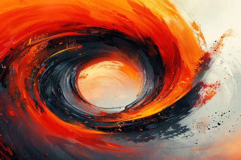 Abstract Orange Circular Design with Splashes. Generative AI. Stock ...