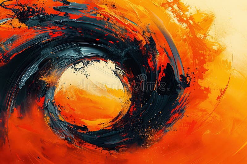 Abstract Orange Circular Design with Splashes. Generative AI. Stock ...