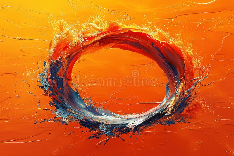 Abstract Orange Circular Design with Splashes. Generative AI. Stock ...