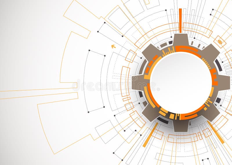 Abstract Orange Colored Technological Background with Various Te Stock ...