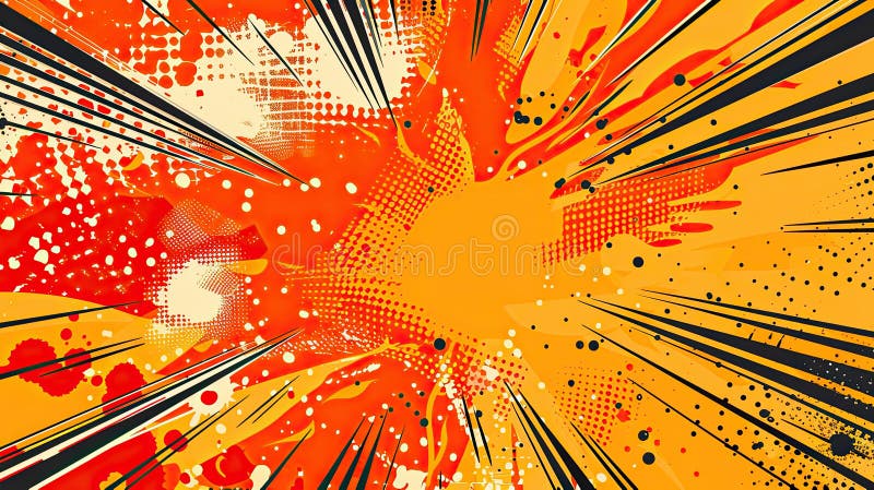 Abstract Orange Comic Cartoon Style Halftone Zoom Stock Illustration ...