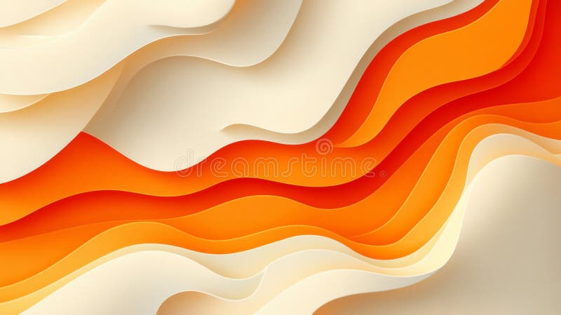 Abstract Orange and Cream Paper Wave Background Stock Illustration ...