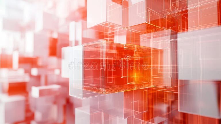 Abstract Orange Cubes Form Complex Network Structure Stock Illustration ...