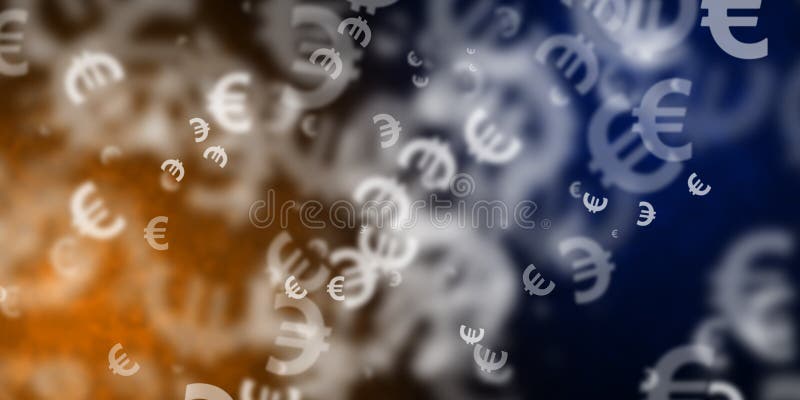 Abstract Orange and Dark Blue Background with Flying Euros Stock Image ...
