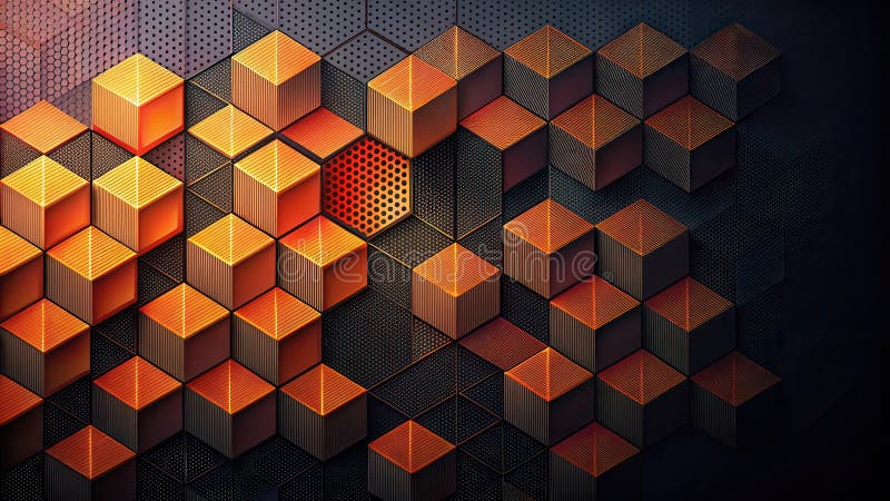 Abstract Orange and Dark Metal Cube Pattern Background. Generative AI ...