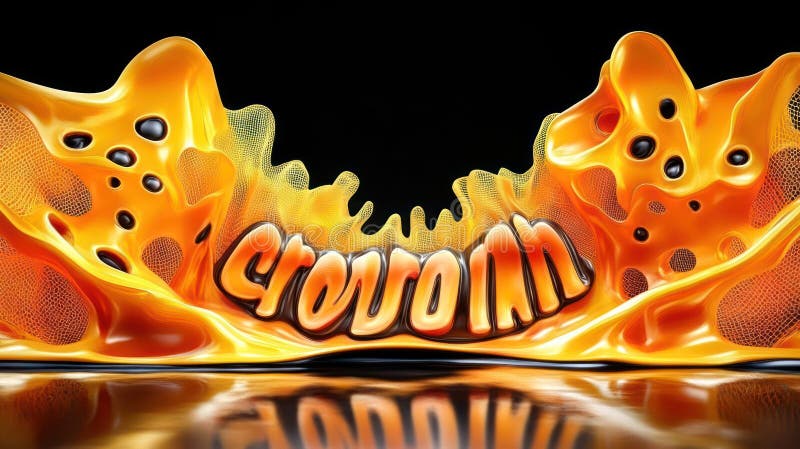 Abstract Orange Design with Fluid Shapes and Stylized Text Stock ...