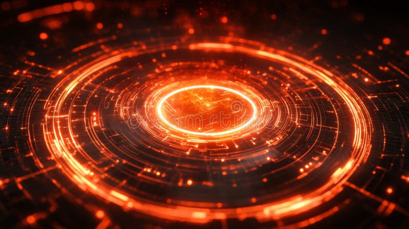 Abstract Orange Digital Technology Circular Interface Stock ...