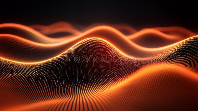 Abstract Orange Digital Wave Pattern Stock Illustration - Illustration ...