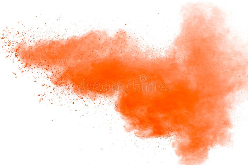 Abstract Orange Powder Splattered on White Background Stock Image ...