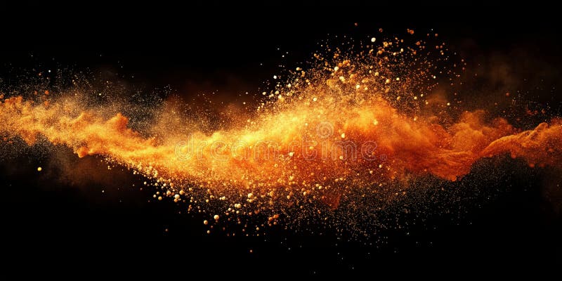 Abstract Orange Dust Particles Floating in a Dark Void Isolated on a ...