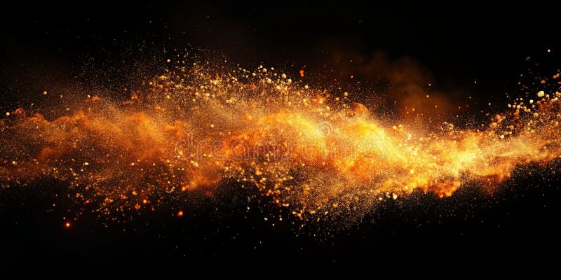 Abstract Orange Dust Particles Floating in a Dark Void Isolated on a ...