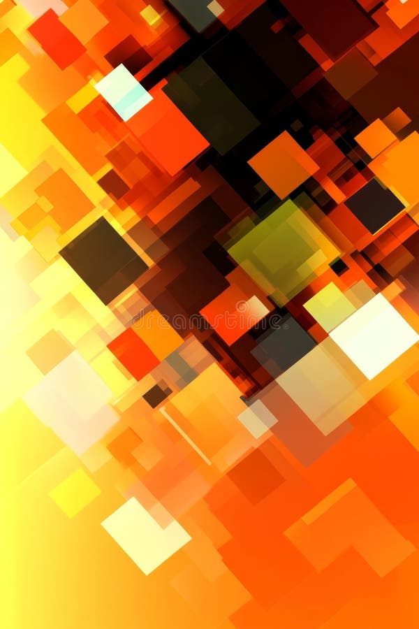 Abstract Orange Dynamic Geometric Shapes Representing Data Flow and ...