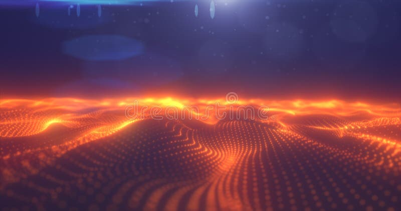 Abstract Orange Energy Surface with Magic Waves of Particles and Points ...