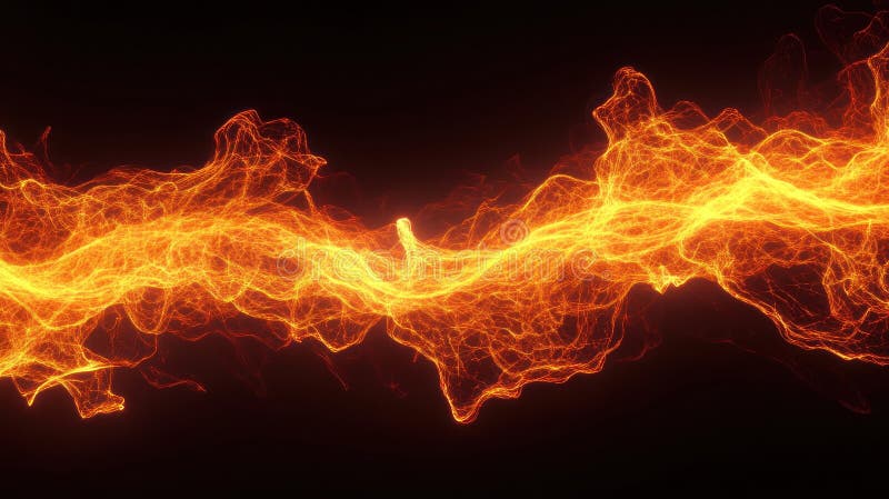 Abstract Orange Energy Waves on a Dark Background Stock Illustration ...