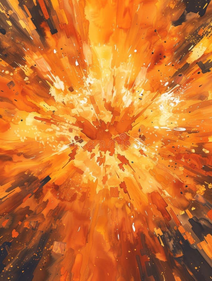 Abstract Orange Explosion Artwork Stock Illustration - Illustration of ...