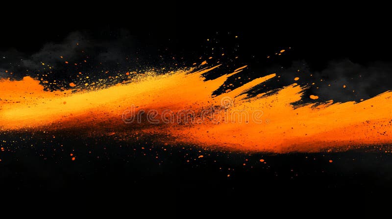 Abstract Orange Explosion on Black Background Dynamic Paint Splatter ...