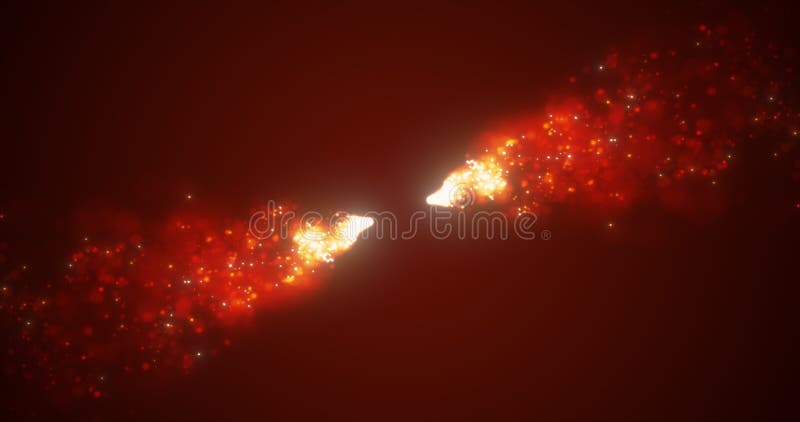 Abstract Orange Fiery Lines with Energy Magic Sparks from Particles ...