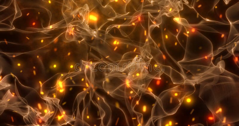 Abstract Orange Fiery Smoke Transparent with Waves and Sparks ...