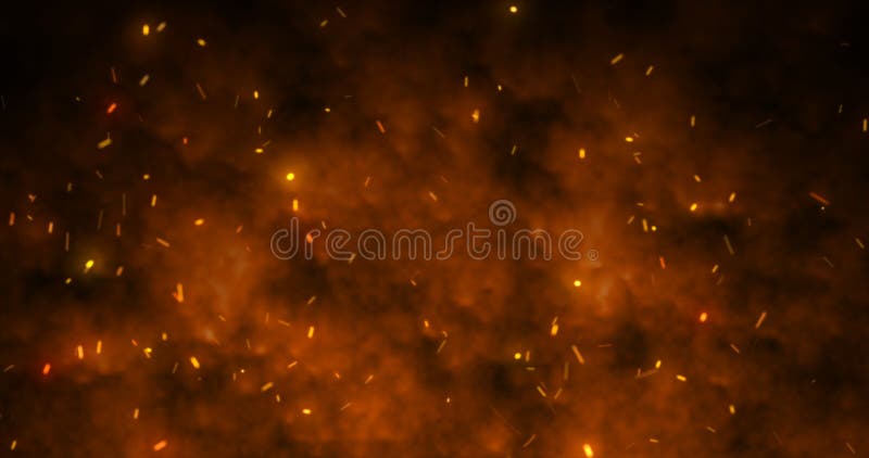 Abstract Orange Fiery Sparks and Smoke from a Bonfire with Fire ...