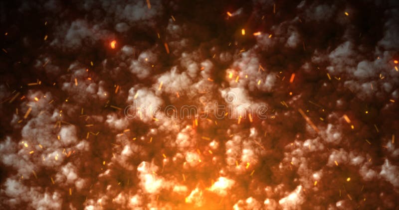 Abstract Orange Fiery Sparks and Smoke from a Bonfire with Fire ...