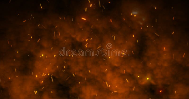 Abstract Orange Fiery Sparks and Smoke from a Bonfire with Fire ...