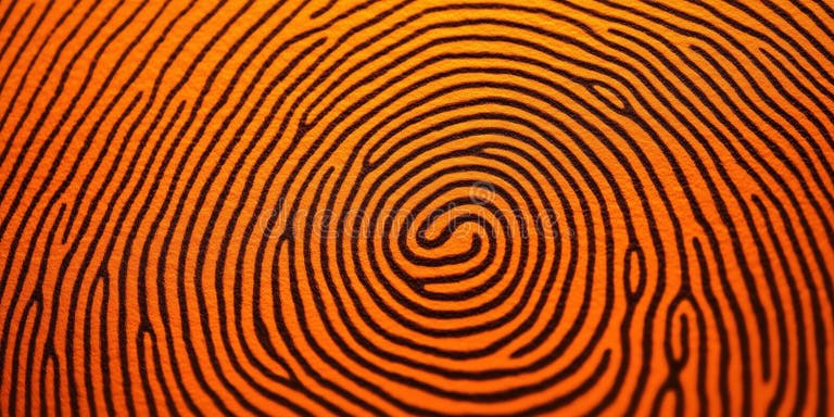 Abstract Orange Fingerprint Pattern with Intricate Spiral Lines and ...