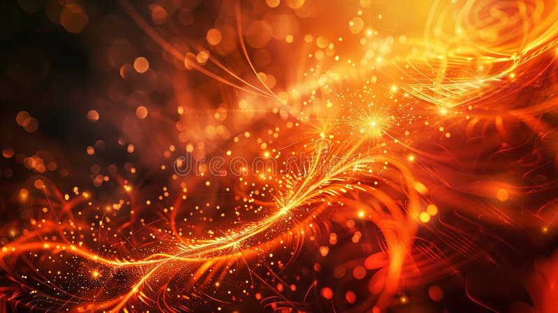Abstract Orange Fire Background. a Dark Background with Bright Lights ...