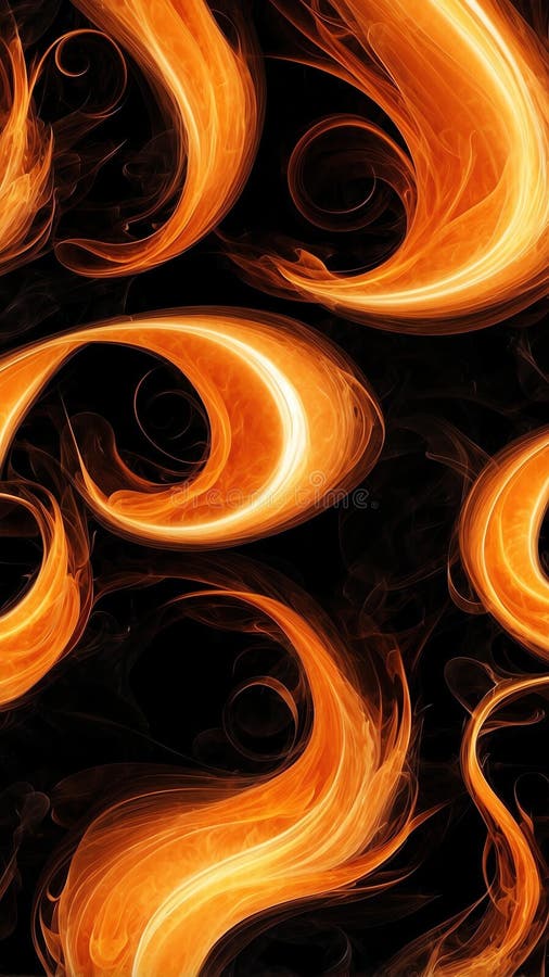 Abstract Orange Fire Design in Black Ai Generated Stock Illustration ...