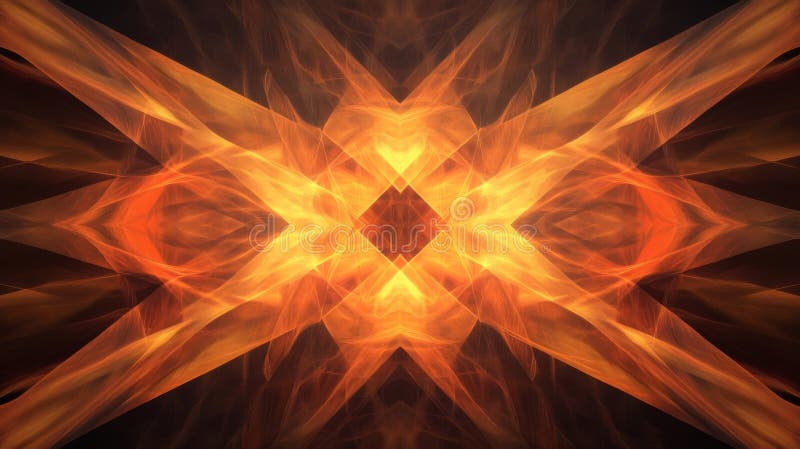 Abstract Orange Fire Design with Symmetrical Pattern Stock Illustration ...