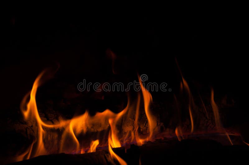 Fire Horns on Black Background. Flaming Patterns and Abstract Smoke ...