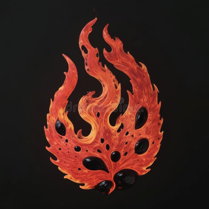 Abstract Orange Flame Illustration on Black Background Stock Vector ...