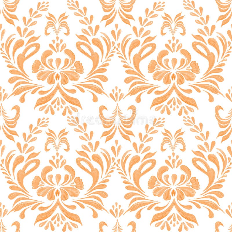 Abstract Orange Floral Seamless Pattern Stock Vector - Illustration of ...