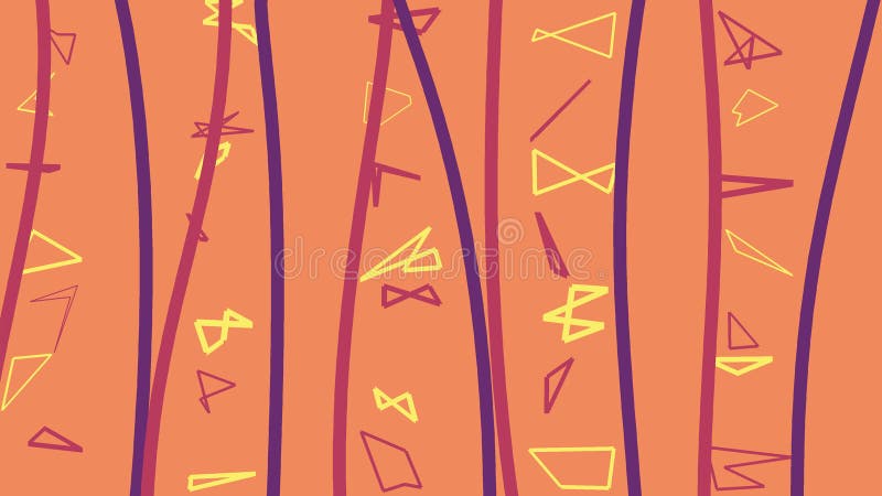 Abstract Orange Geometric Pattern Background with Random Object Stock ...
