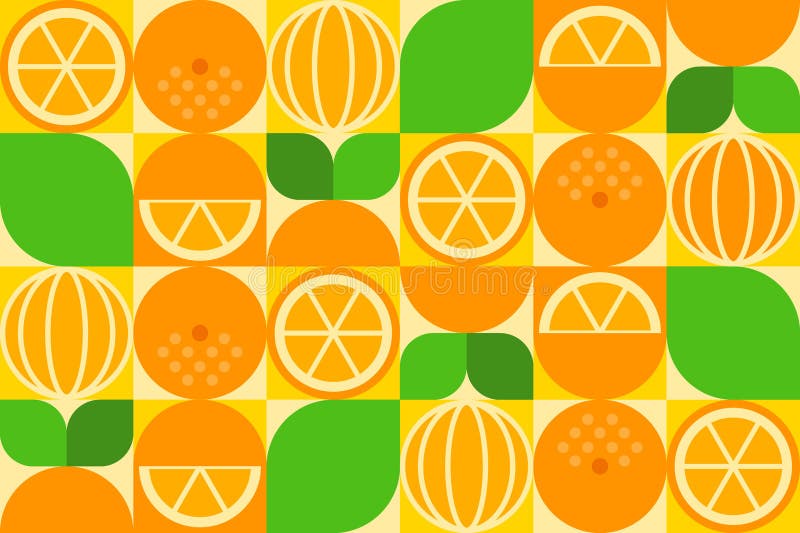 Abstract Orange Geometric Seamless Pattern. Orange Fruit Mosaic Texture ...