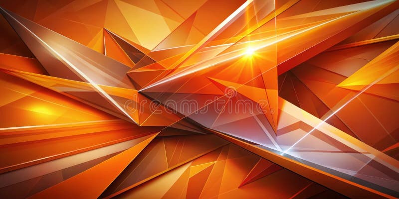 Abstract Orange Geometric Shapes with Radiant Light Effect. Generative ...