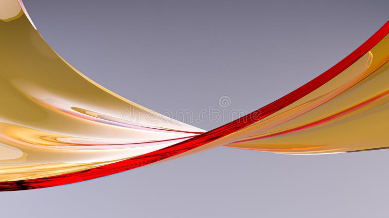 Abstract Orange Glass Ribbon Flow Wave on Gray Background Stock ...