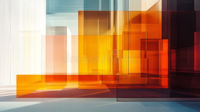 Abstract Orange Glass Structure Interior Design Stock Illustration ...