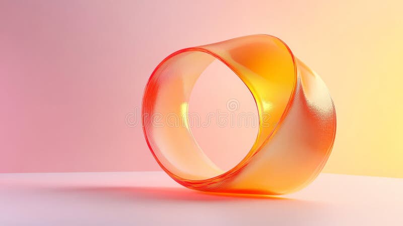 Abstract Orange Glass Torus Shape on Pink Background Stock Illustration ...
