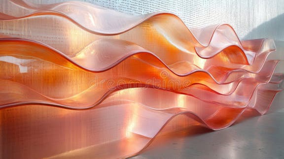 Abstract Orange Glass Wave Wall Sculpture Stock Illustration ...