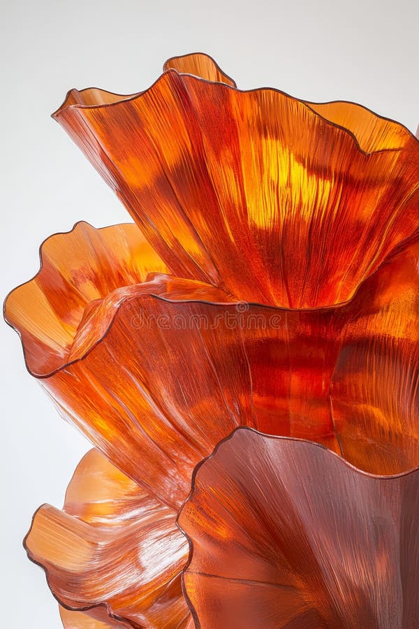Abstract Orange Glistening, Undulating Translucent Layers on an Off ...